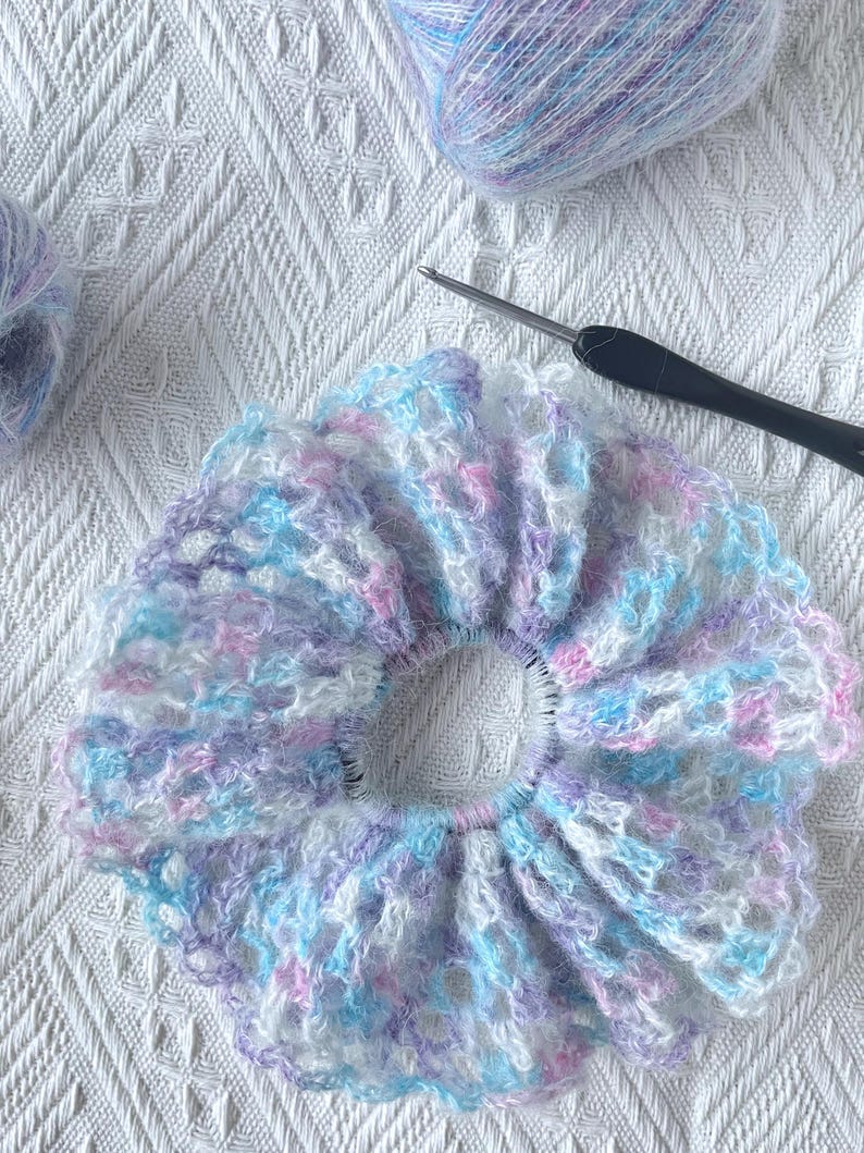 Crochet Mohair Scrunchies XL Sizes-soft Hair Ties - Gift for Her ...