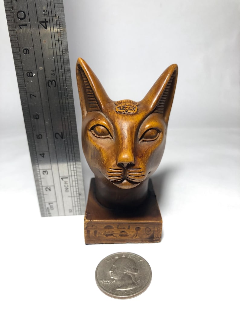 Ancient Egyptian Statue Bastet Cat Scarab & Obelisk Decor Heavy Stones ...