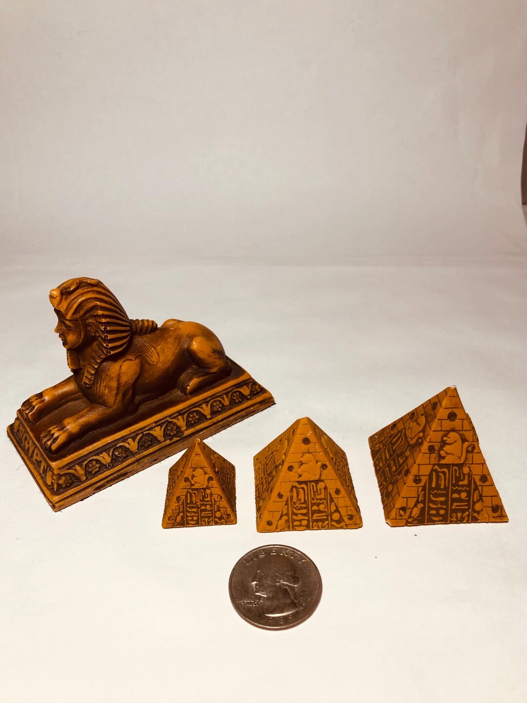 Set of 3 Pyramids and Sphinx. Egyptian Art Pharaonic Inscriptions ...
