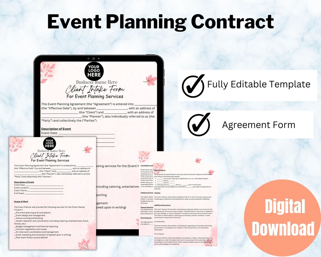 Event Planning Contract, Event Planner Contract Template, Corporate ...