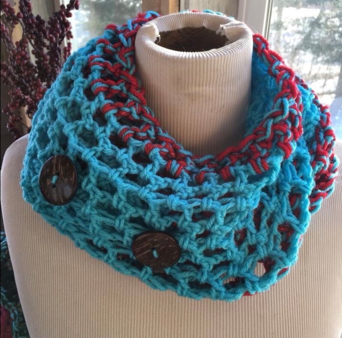 Crochet Homemade Scarfs Scarves Handcrafted With Buttons - Etsy