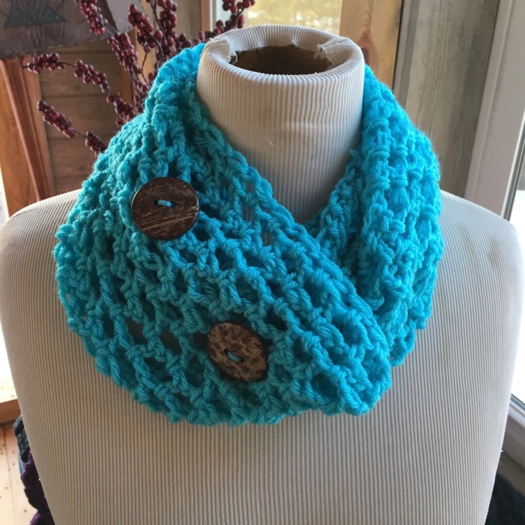 Crochet Homemade Scarfs Scarves Handcrafted With Buttons - Etsy