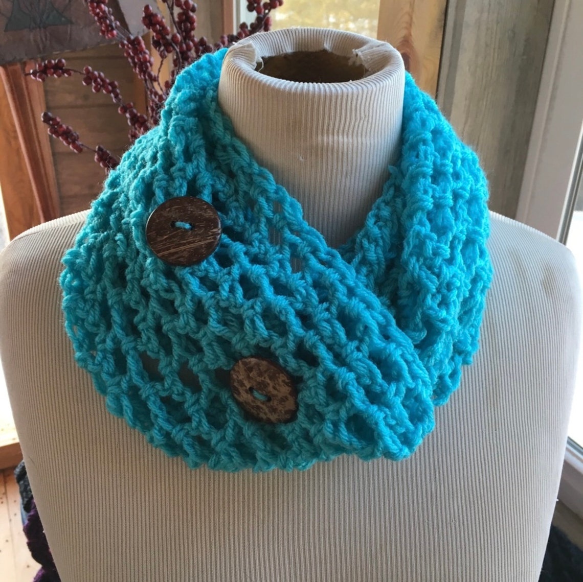 Crochet Homemade Scarfs Scarves Handcrafted With Buttons - Etsy