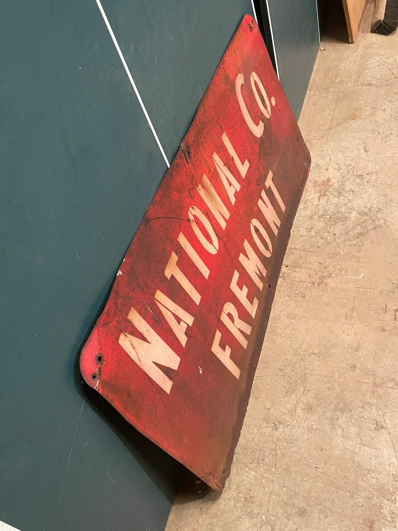 X-large 48” X 24” Antique Metal Sign for National Co Fremont Slightly ...