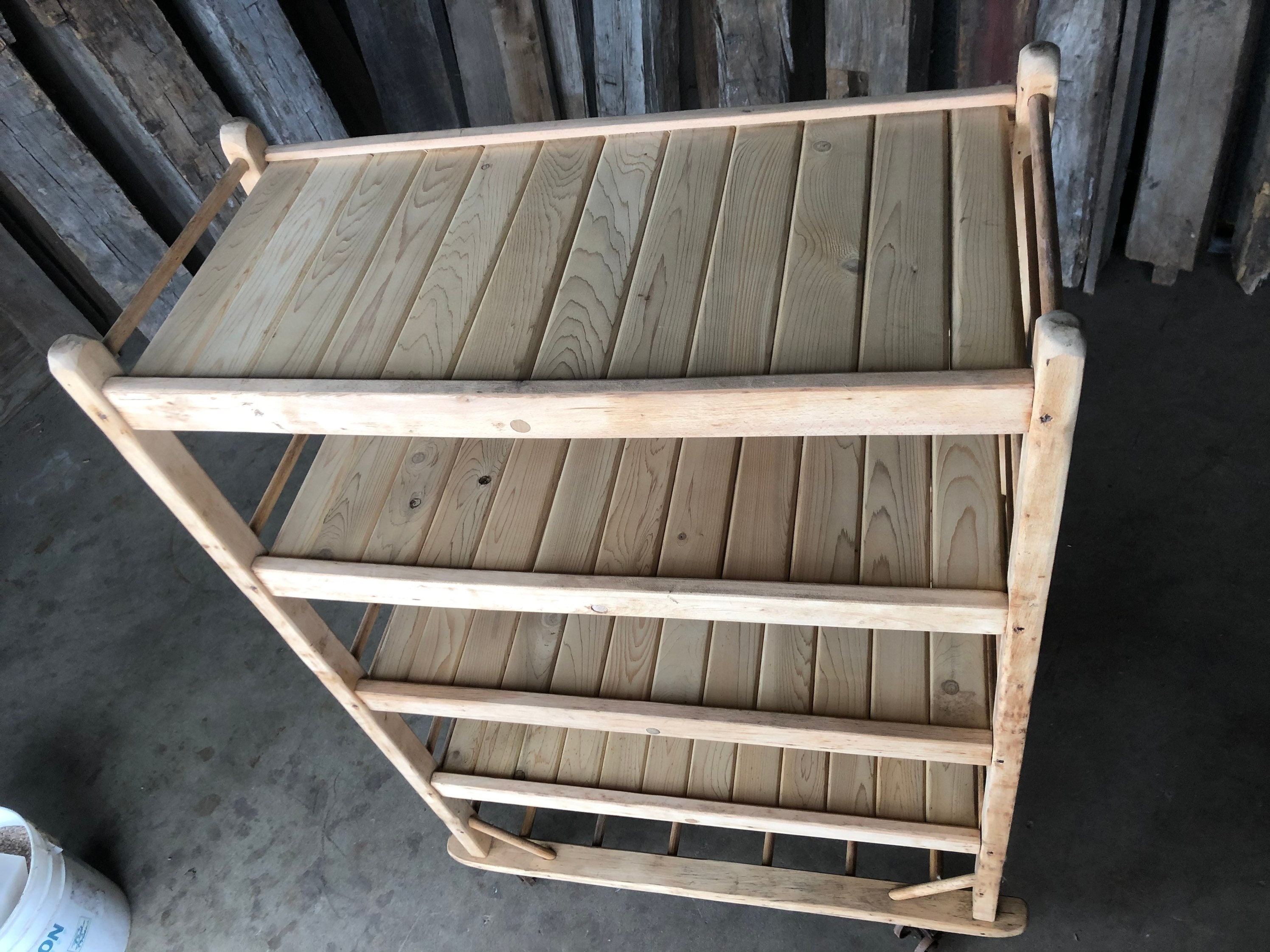 Genuine Antique Wooden Shoe Factory Rack on Original Casters - Etsy