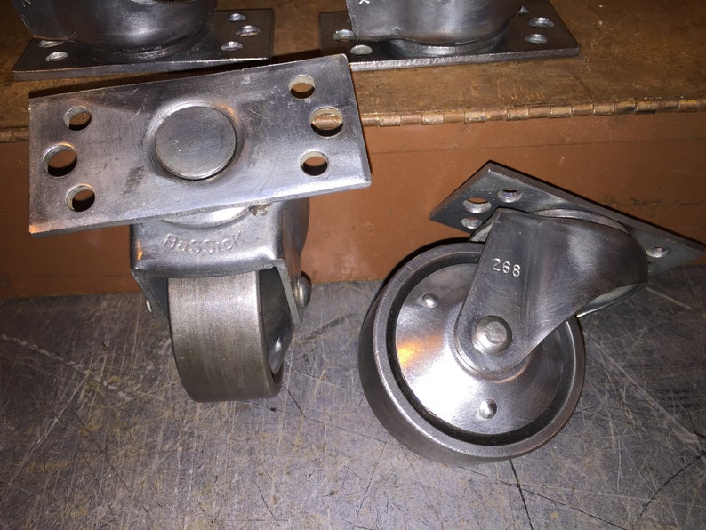 Set of 4 Bassick Industrial Casters W/ String Guard 3-1/4” Height -cast ...