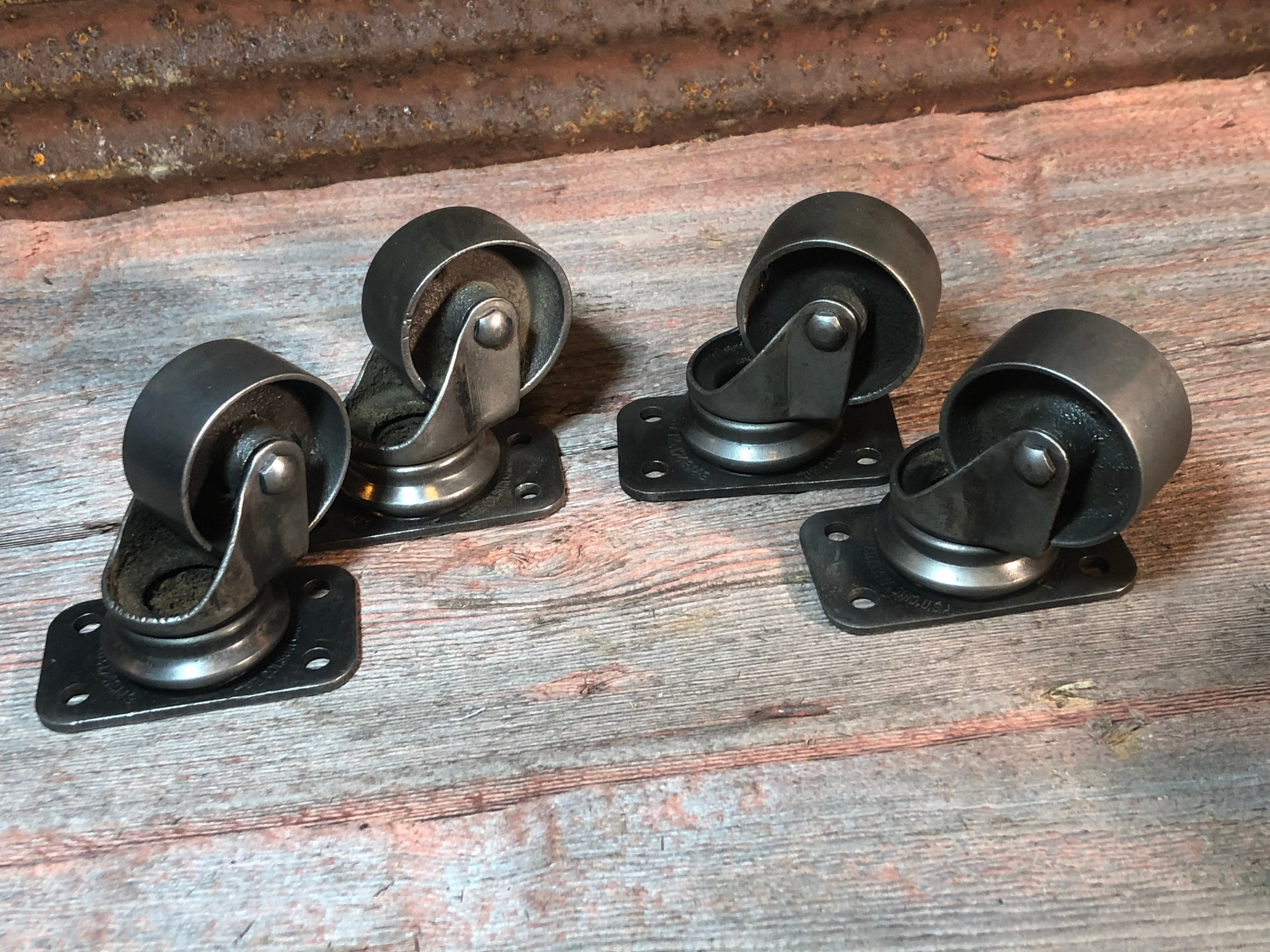 Set of 4 Vintage Colson Industrial Casters 3” Height With Cast Iron 360 ...