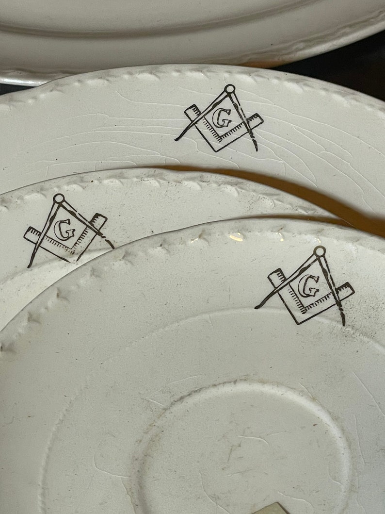 48 Piece Antique Masonic Dining Plates Bowls and Saucers Made by ...
