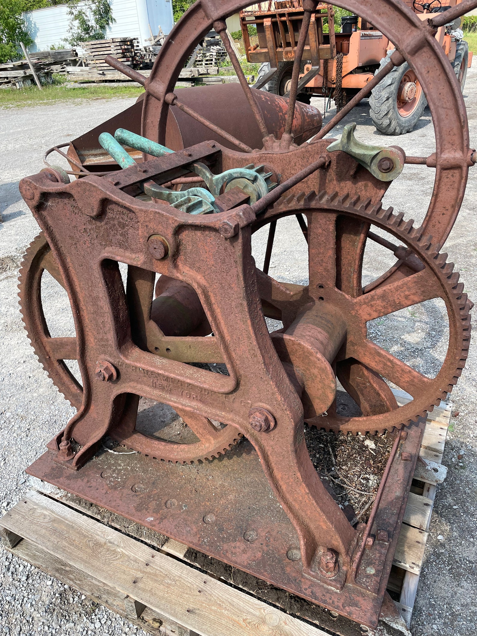 Maritime Antique 53” Ships Wheel & Functional Steering Assembly Cast ...