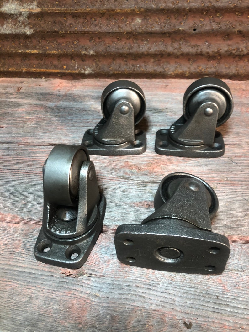 Set of 4 Vintage Bond 10-08 Industrial Casters 3” Height With Cast Iron ...