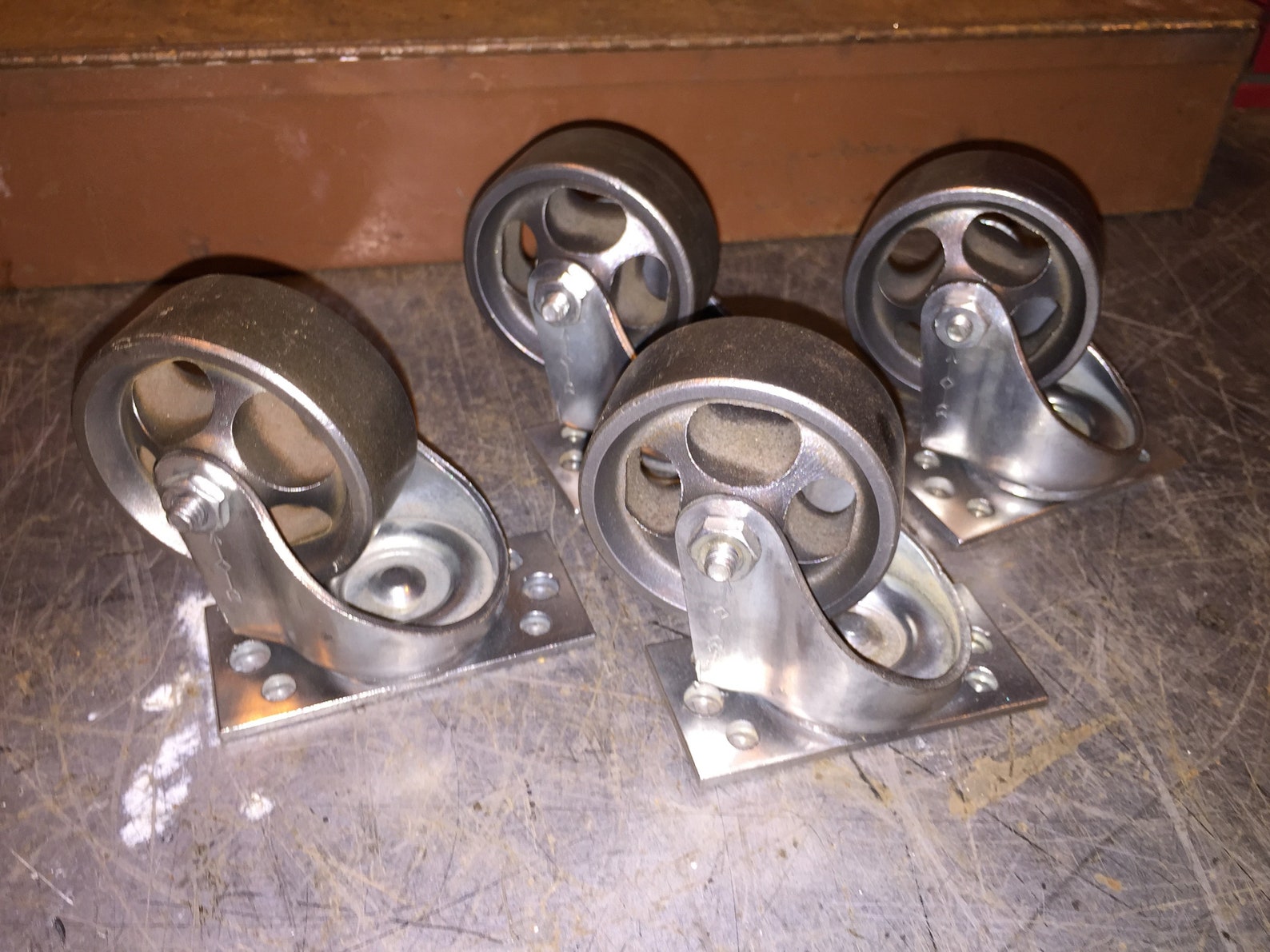 Set of 4 Bassick Industrial Casters 3-1/4” Height -cast Iron 360 Wheels ...
