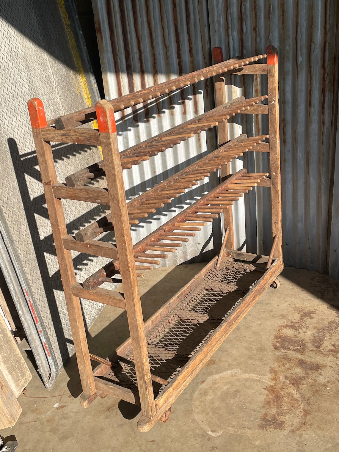 Authentic Antique Shoe Factory 6 Peg Style Rack in Original Finish ...