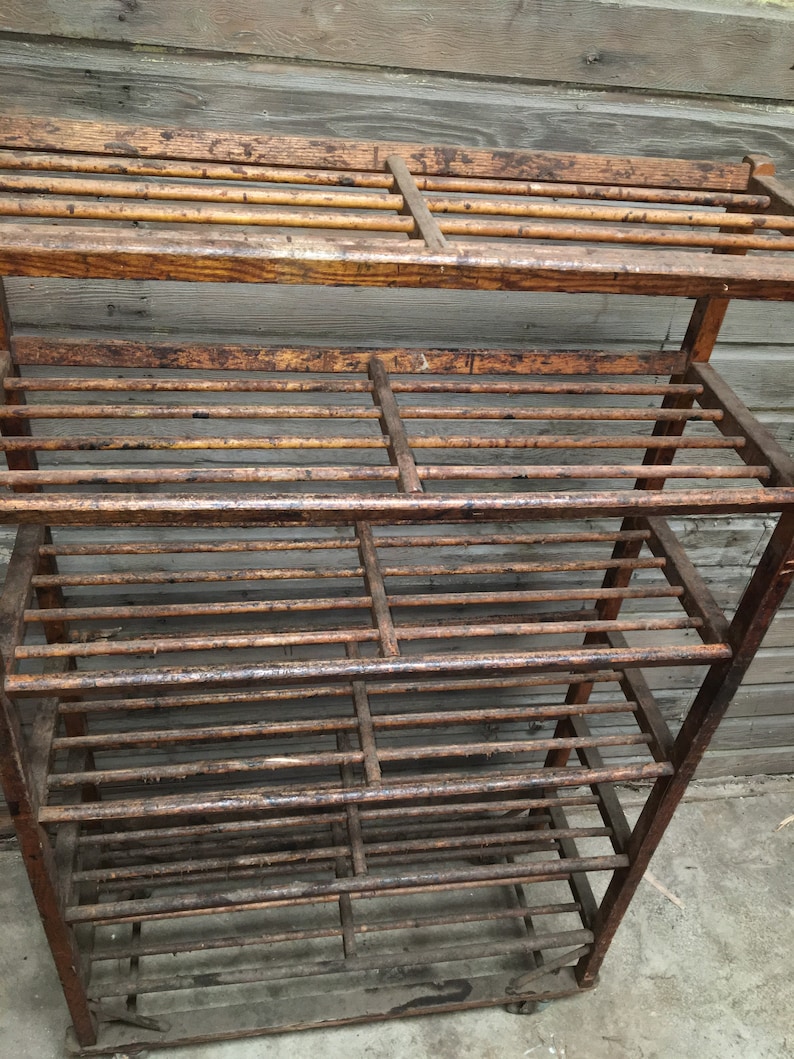 Authentic Antique Wooden Shoe Factory Rack on Original Casters - Etsy