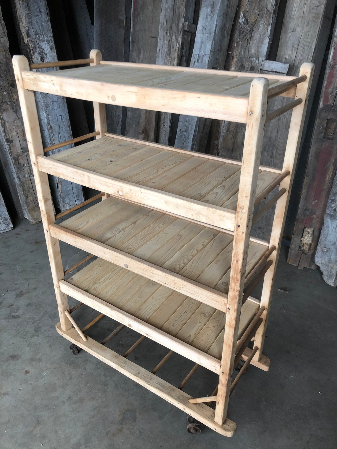 Authentic Antique Wooden Shoe Factory Rack on Original Casters | Etsy