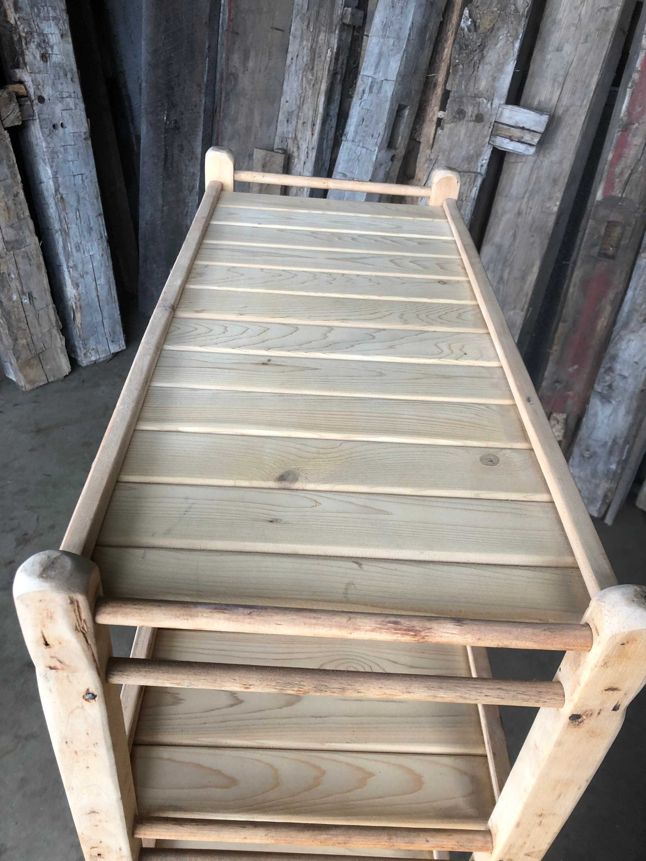 Authentic Antique Wooden Shoe Factory Rack on Original Casters 36W X ...