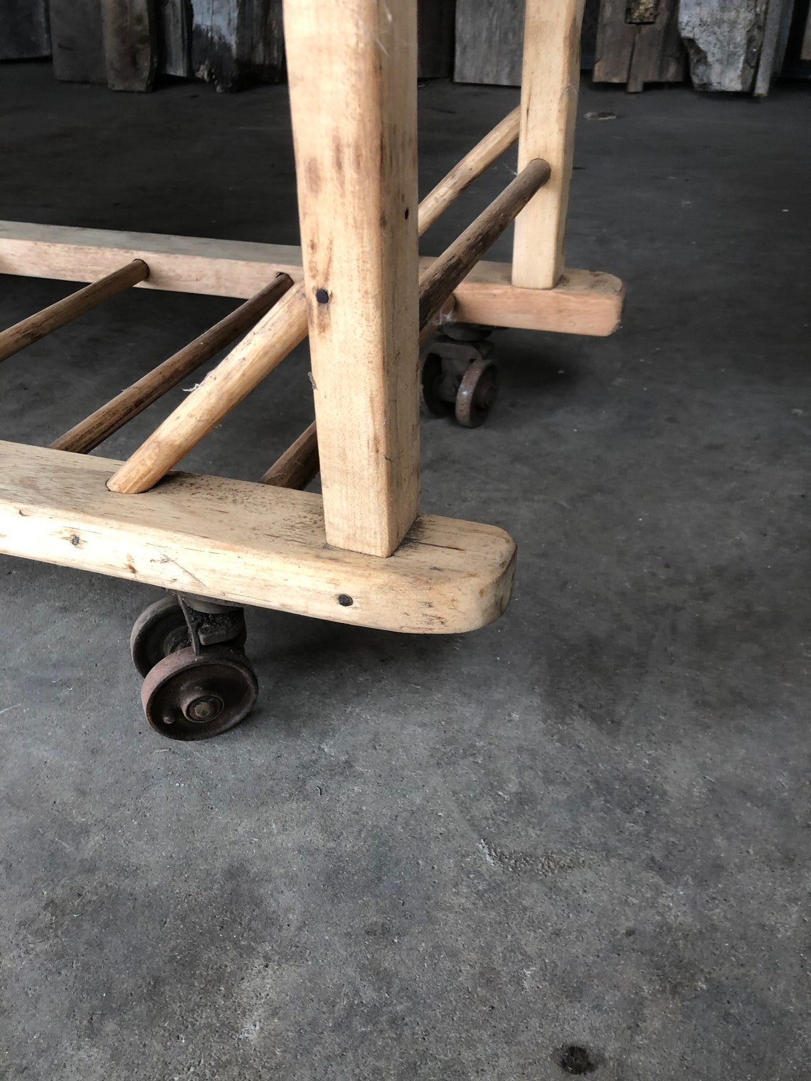 Genuine Antique Wooden Shoe Factory Rack on Original Casters - Etsy