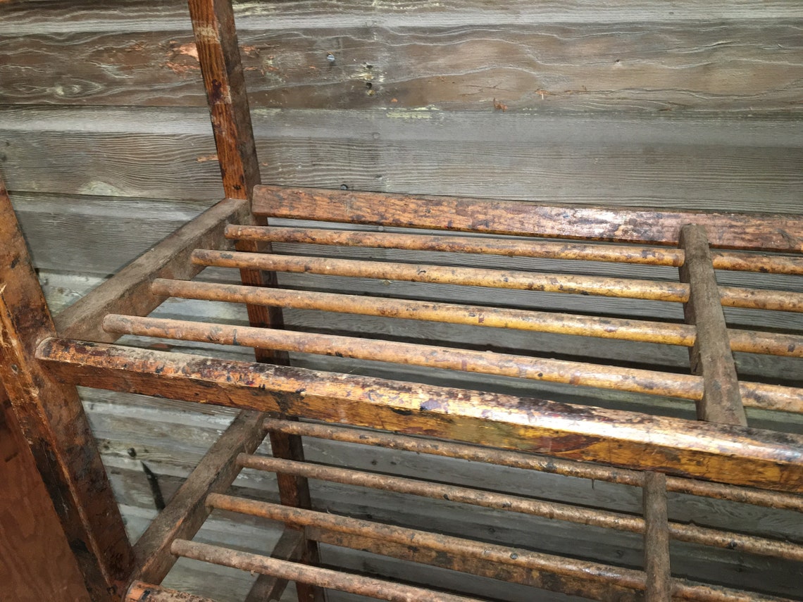 Authentic Antique Wooden Shoe Factory Rack on Original Casters - Etsy