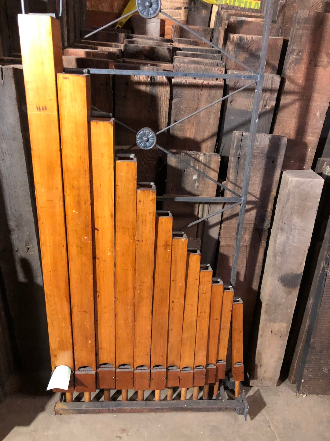 Set of 12 Large Wooden Pipe Organ Pipes Graduated Sizes 21” to 56” Tall ...