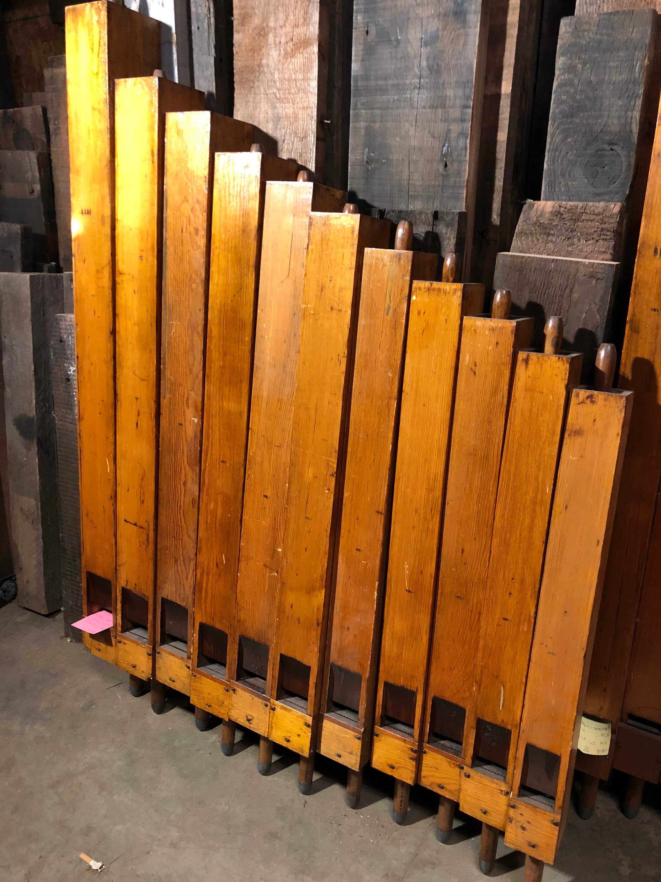 Set of 11 Large Wooden Pipe Organ Pipes Graduated Sizes 37 to 60 Tall ...