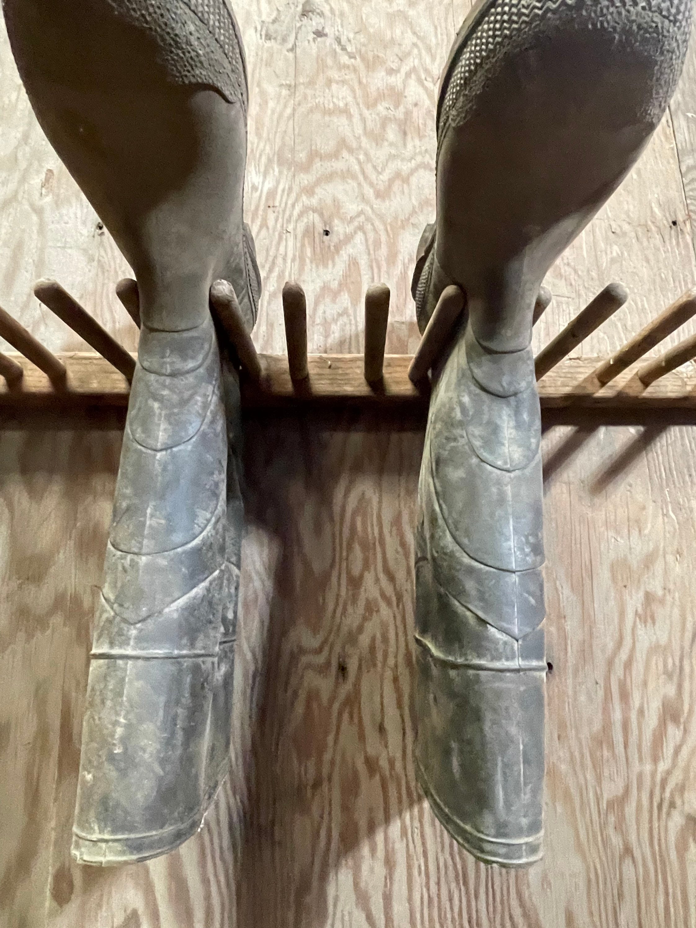 1 Vintage 6 Pair Rubber Mud Boot Wall Storage Rack 51-1/4 X 7-1/4 Row ...