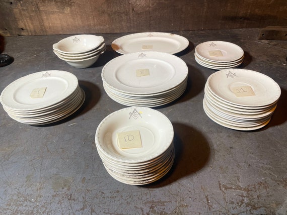 48 Piece Antique Masonic Dining Plates Bowls and Saucers Made - Etsy