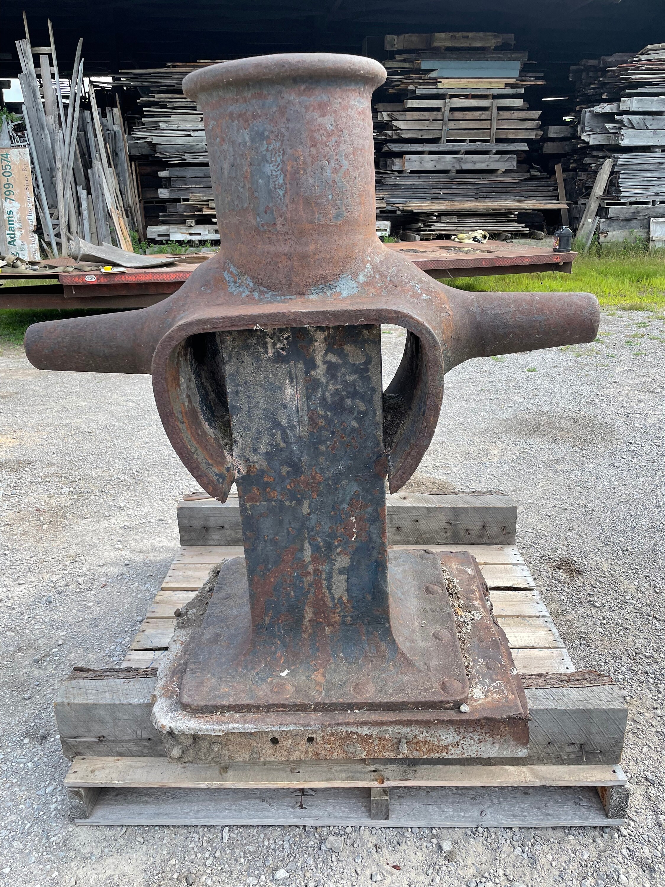 Large Antique Cast Iron Ships Bollard or Mooring Cleat From Freighter ...