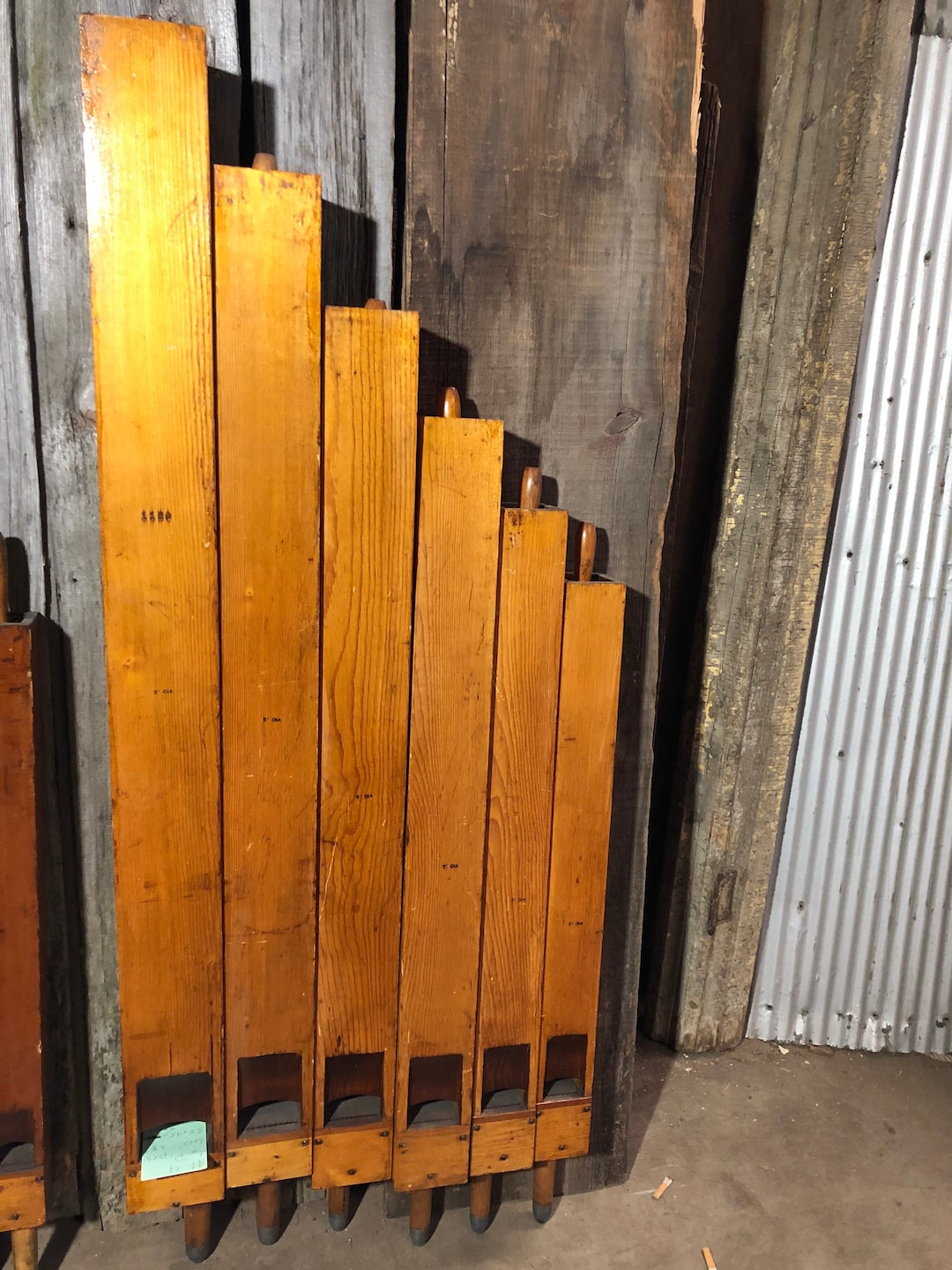 Set of 6 Large Wooden Pipe Organ Pipes Graduated Sizes 38” to 60” Tall ...