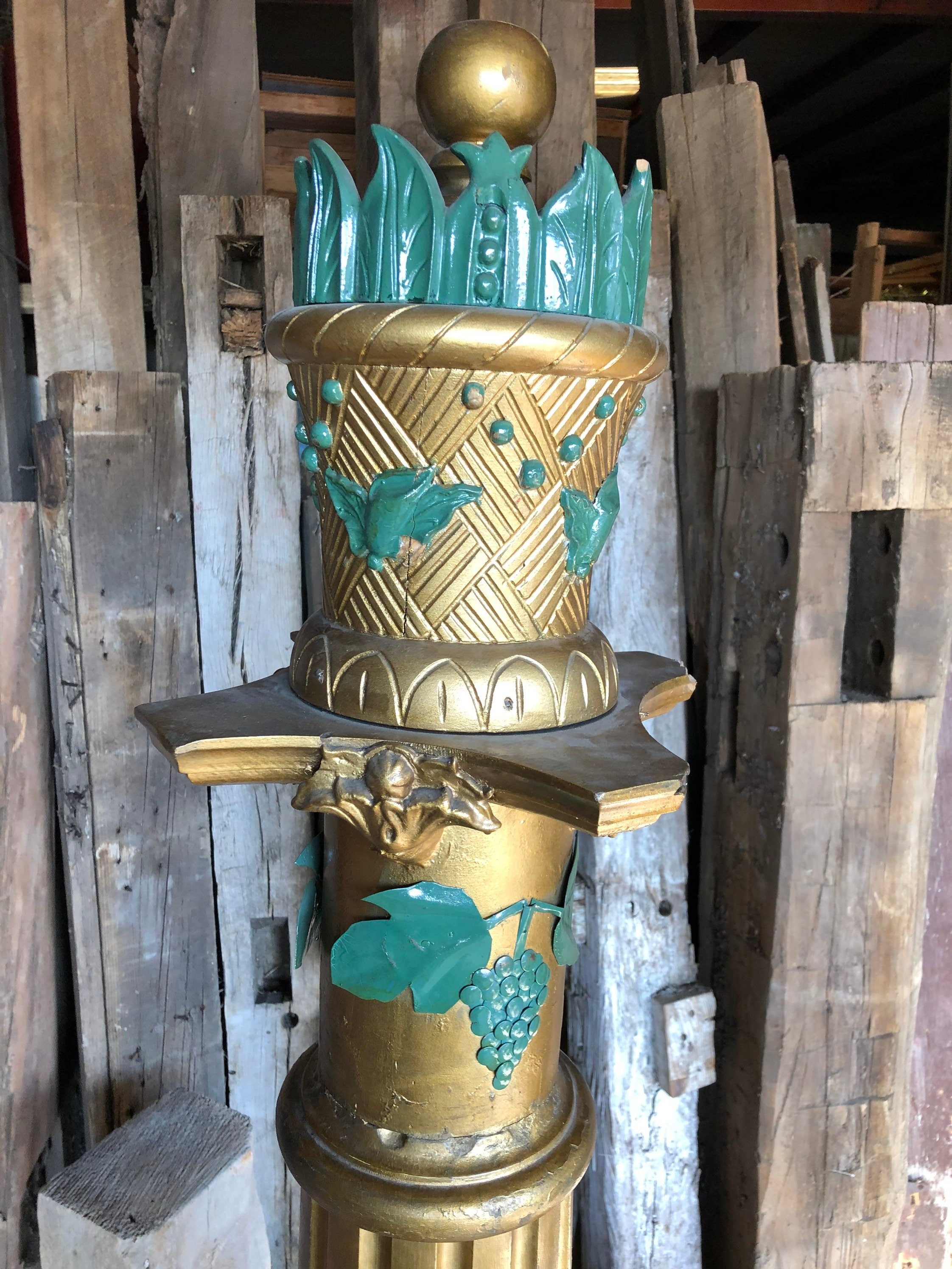 Pair of 6’ 8” Tall Antique Masonic Lodge Pillars Wood With Plaster ...