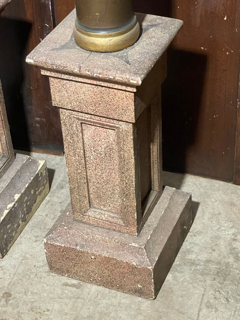 Pair of Simple Antique Wooden Masonic Columns or Pillars 6’ Tall With ...