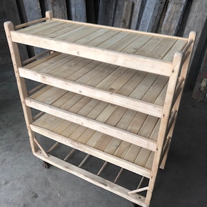 Genuine Antique Wooden Shoe Factory Rack on Original Casters 36”W X 16 ...