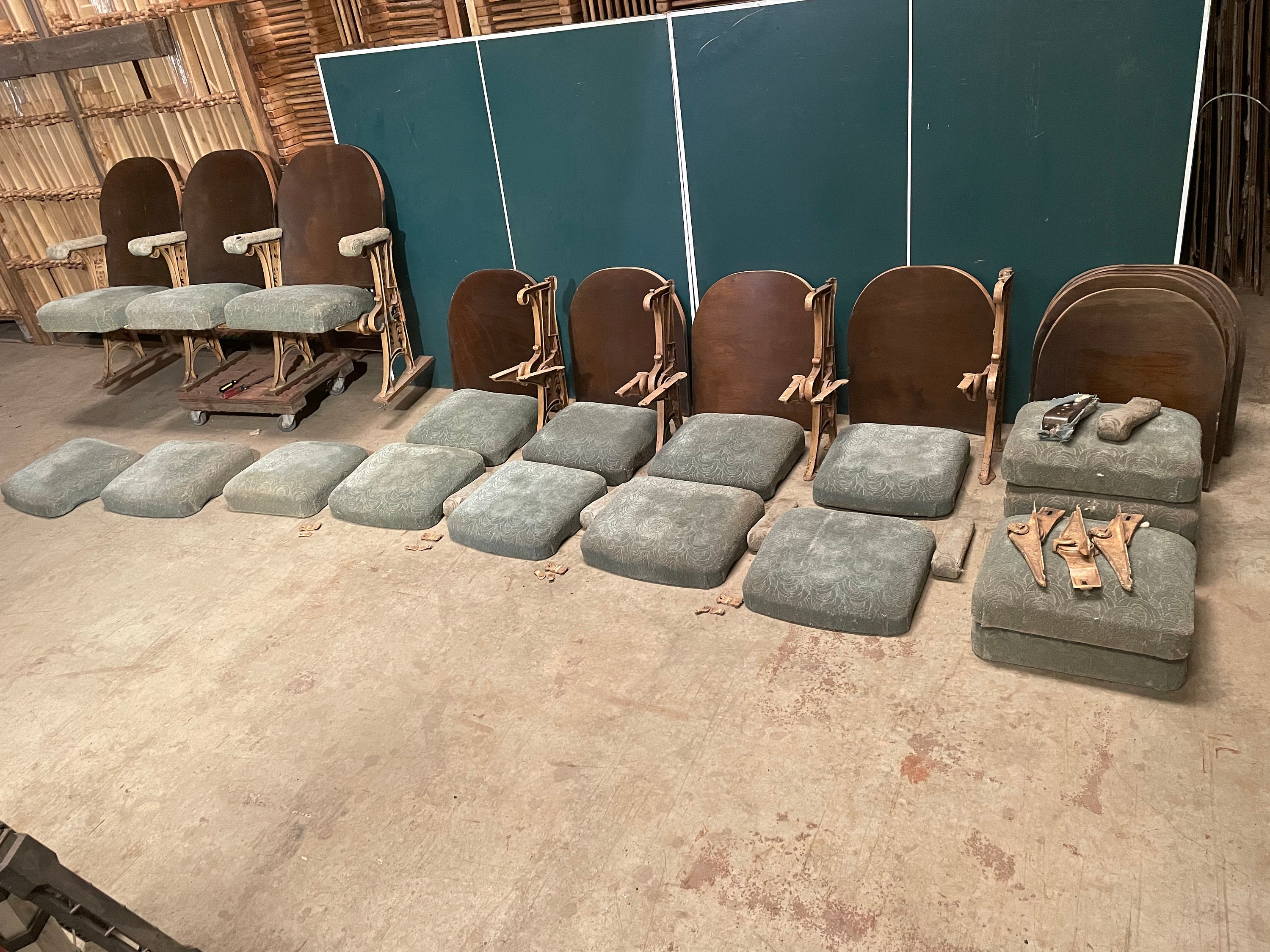 High End Antique Cast Iron Theater Seats Bank of 7 Circa 1920 With 12 ...