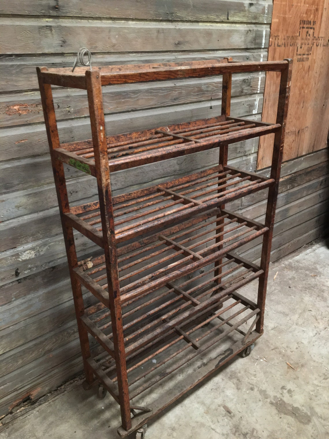 Authentic Antique Wooden Shoe Factory Rack on Original Casters - Etsy