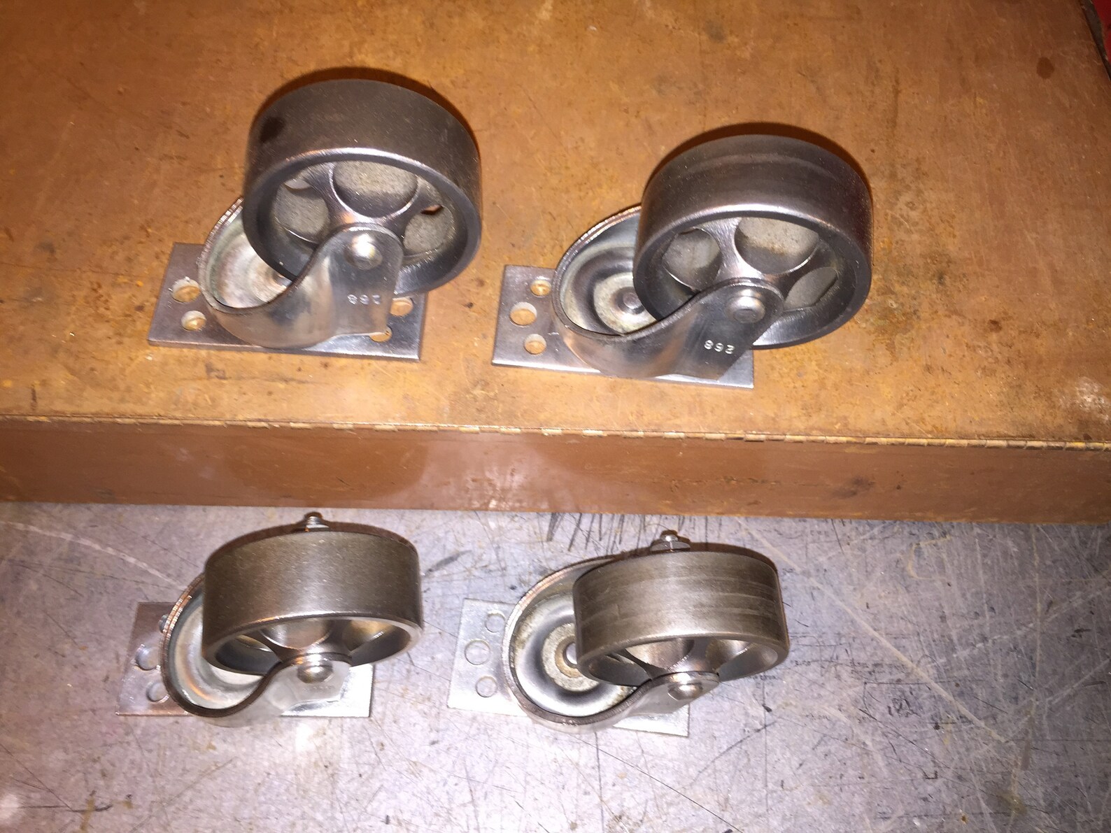 Set of 4 Bassick Industrial Casters 3-1/4” Height -cast Iron 360 Wheels ...