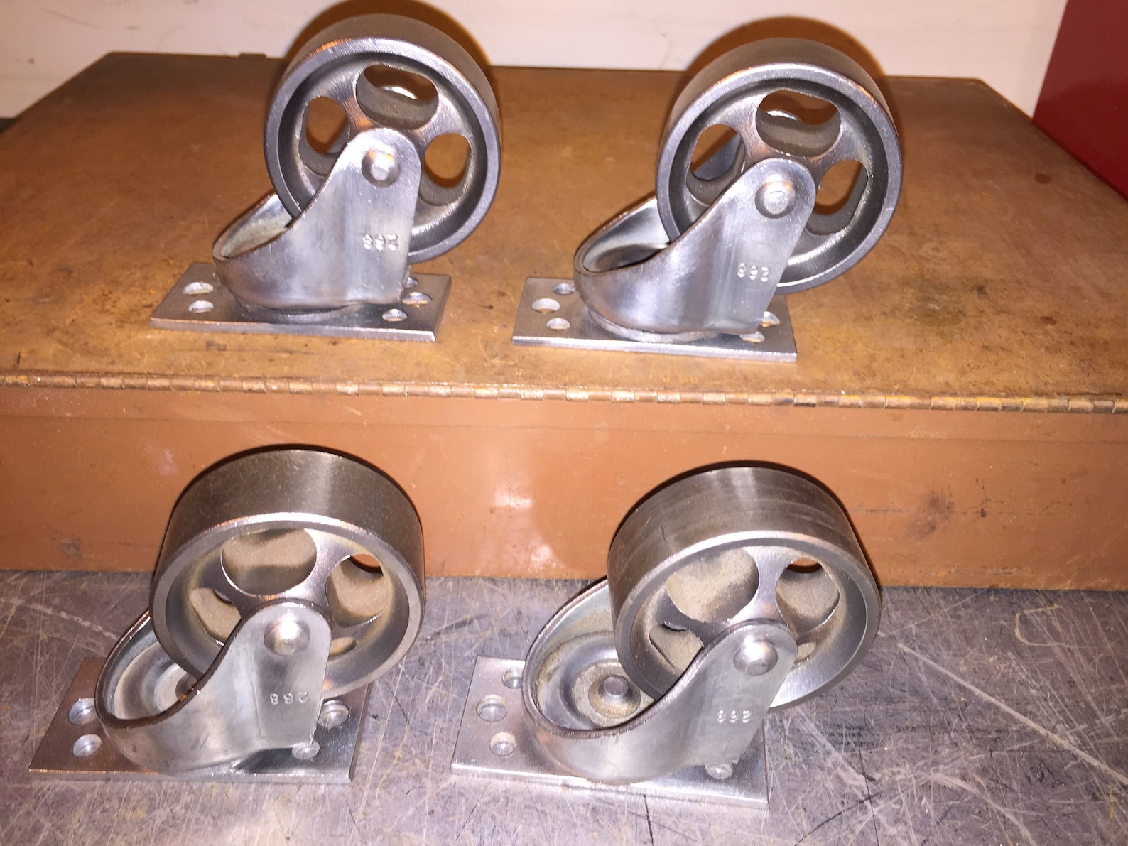 Set of 4 Bassick Industrial Casters 3-1/4” Height -cast Iron 360 Wheels ...