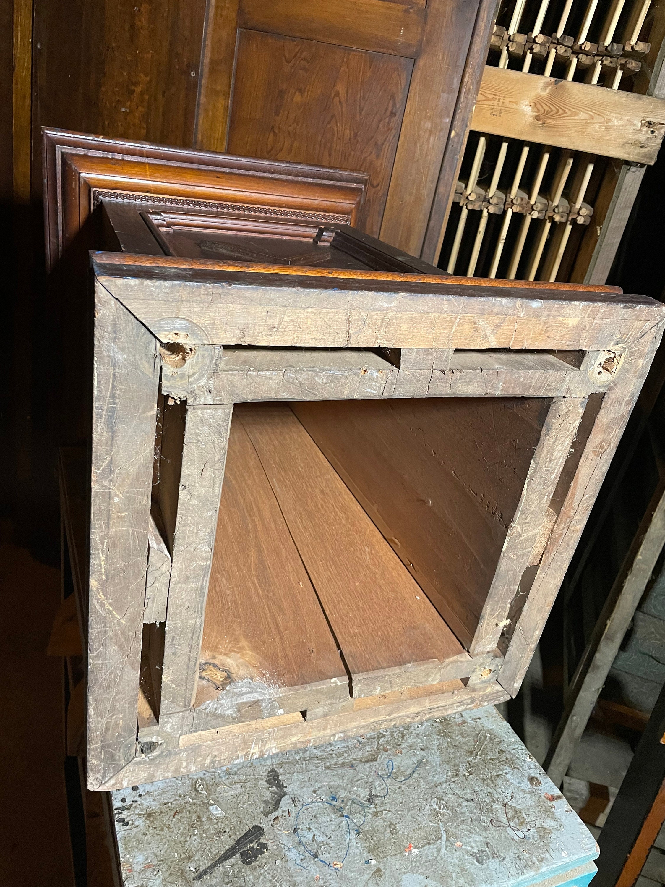 Antique Solid Walnut Masonic Emblem Adorned Pedestal 29” T X 20-1/2 ...