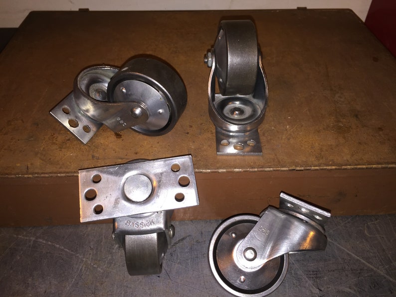 Set of 4 Bassick Industrial Casters W/ String Guard 3-1/4” Height -cast ...