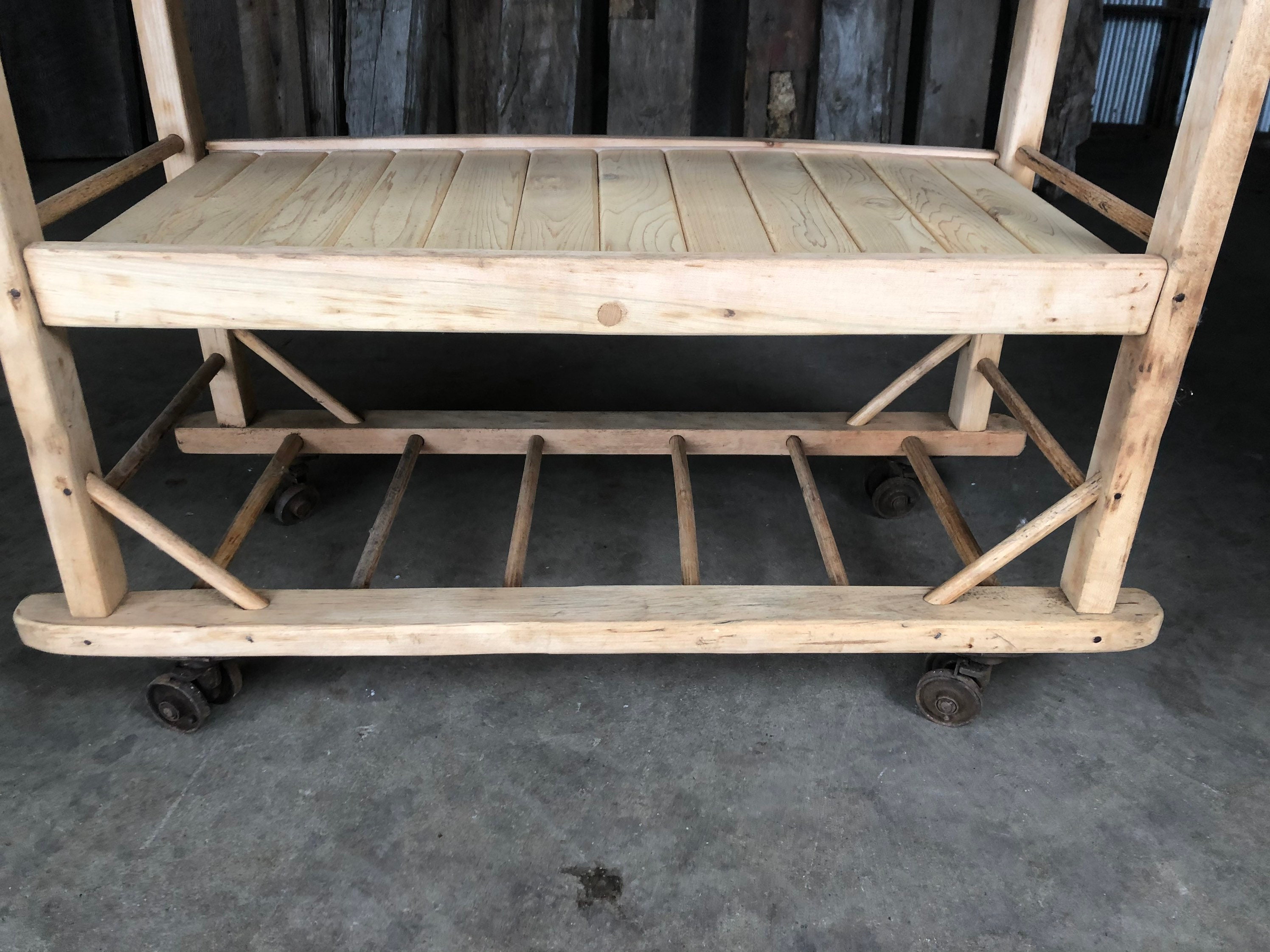 Authentic Antique Wooden Shoe Factory Rack on Original Casters 36W X ...