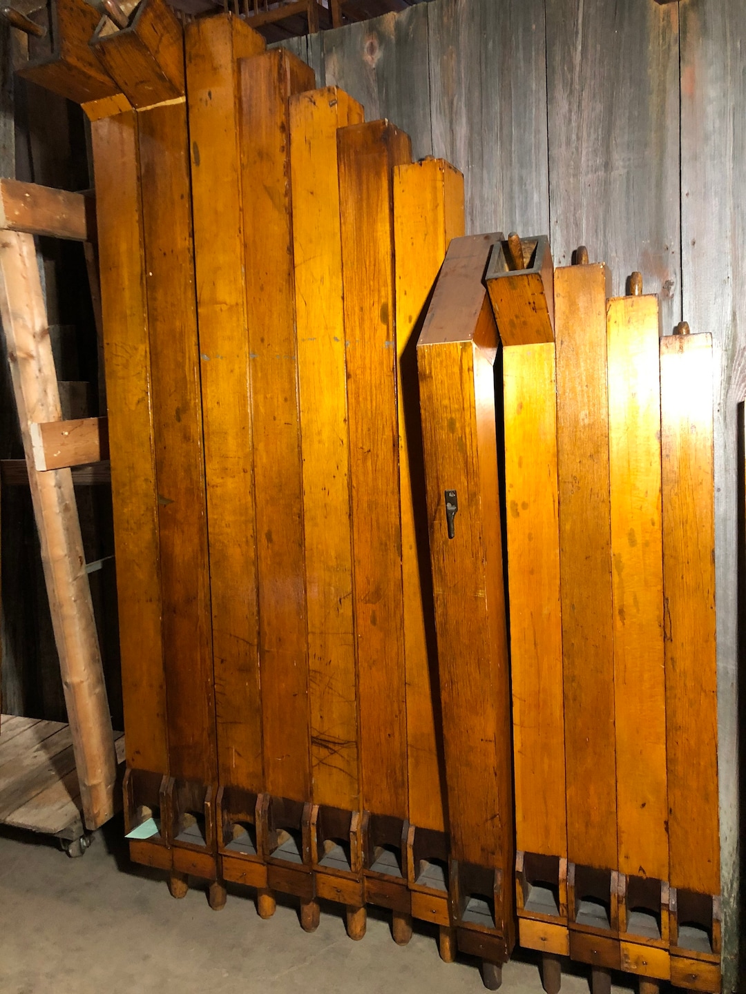 Set of 12 Large Wooden Pipe Organ Pipes Graduated Sizes 65” to 103 ...