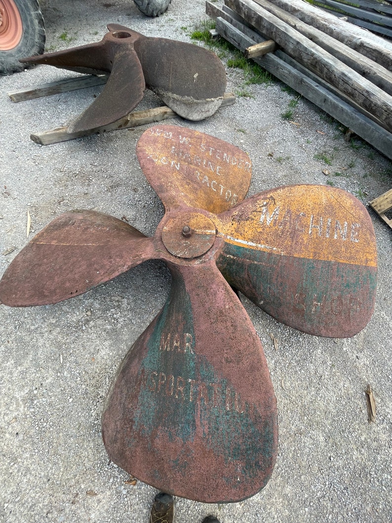 Huge Painted Marine Contractor Signage Antique 8’ Diameter Iron Ships ...