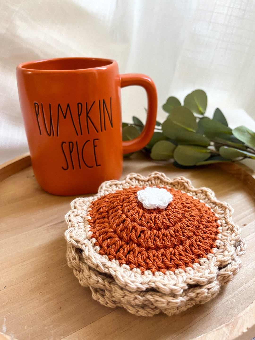 Packaged Crochet Pumpkin Pie Coaster Pumpkin Pie Coaster - Etsy