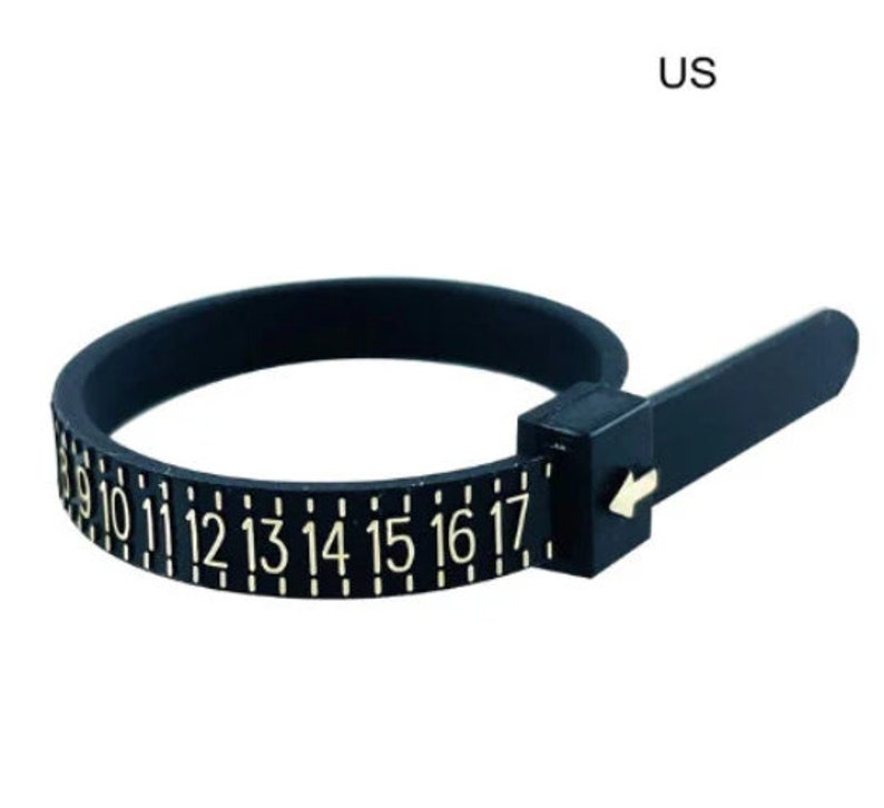US Ring Sizer, Black Ring Sizer, Ring Measurement Guide, Adjustable ...