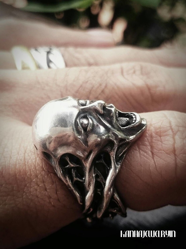 925 Starling Silver Scream Ring Silver Signet Man Ring - Etsy