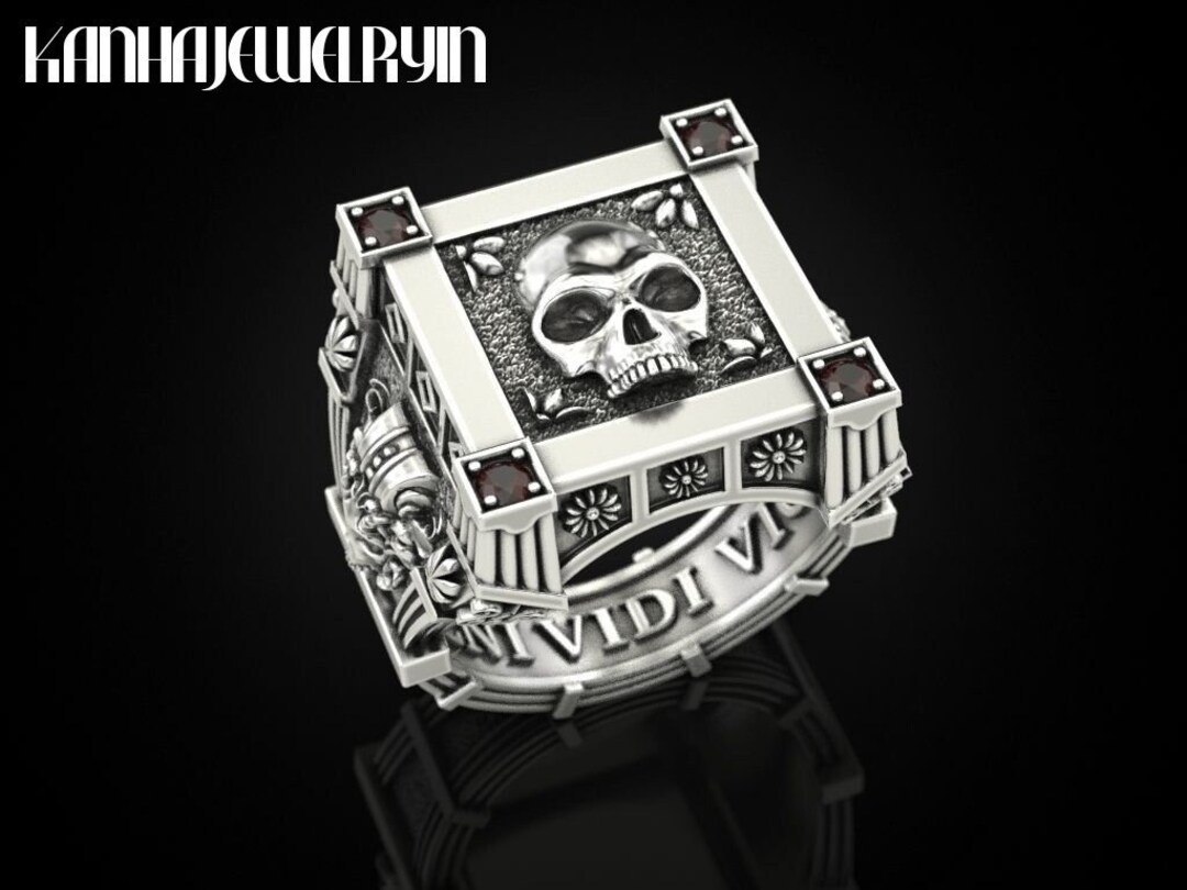 Vampire Skull Ring Silver Skull Ring Unique Skull Ring for - Etsy