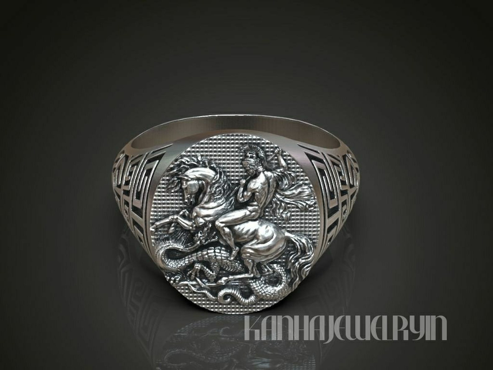 Silver Saint George Signet Ring Christian Jewelry Religious - Etsy