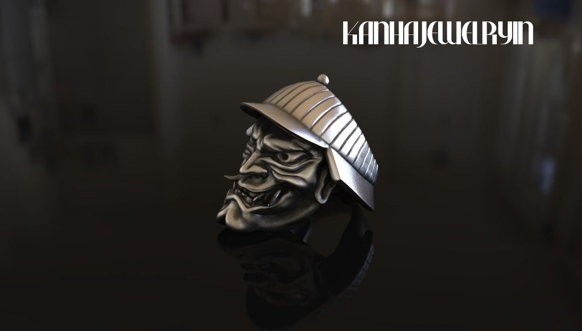 Sterling Silver Hannya Oni Mask Ring Oni Mask Ring Oni Ring - Etsy