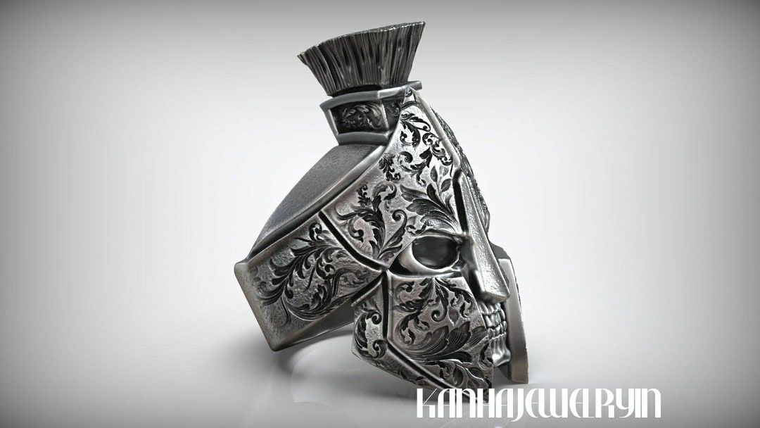 Greece Sparta 300 Skull Helmet Silver Ring 925 Silver - Etsy