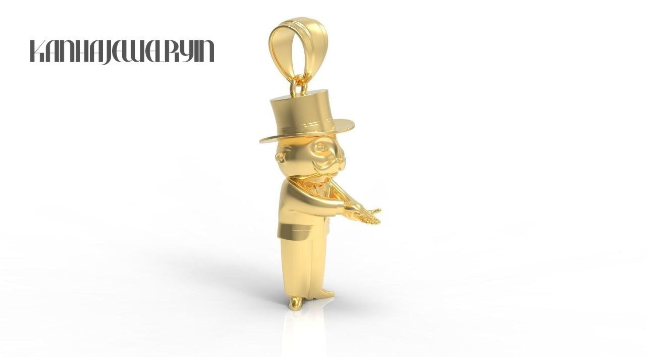 925 Starling Silver Mr. Monopoly Handmade Pendant - Etsy