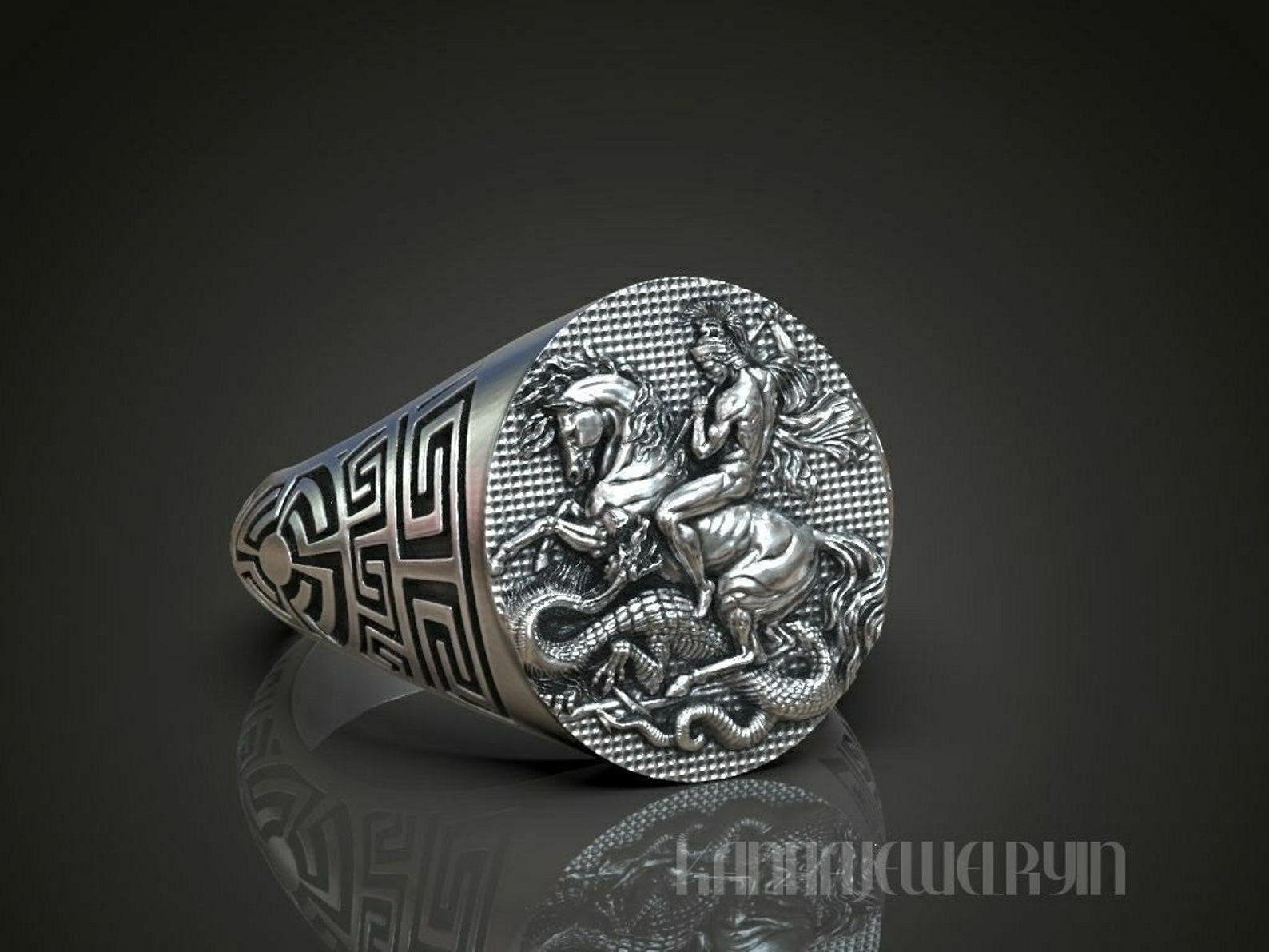Silver Saint George Signet Ring Christian Jewelry Religious - Etsy