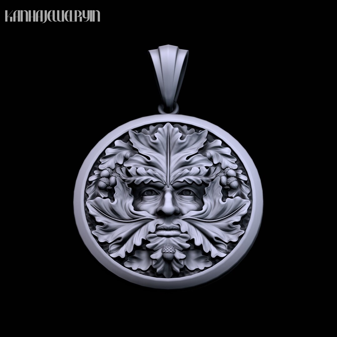 925 Starling Silver Handmade Green Man Pendant Greenman - Etsy