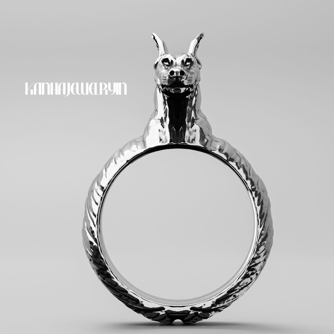 Doberman Dog Ring, Vintage Afghan Hound, Saluki Dog, 925 Sterling ...